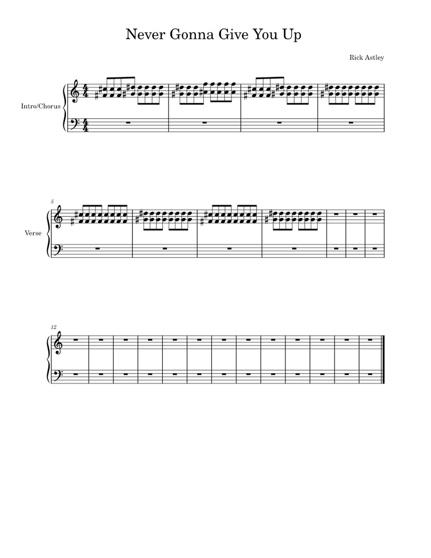 Never Gonna Give You Up – Rick Astley Never Gonna Give You Up - Piano ...