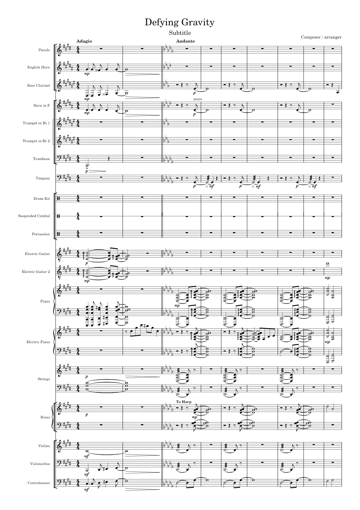 Defying Gravity Sheet Music for Piano, Trombone, Oboe, French horn & more instruments (Mixed ...