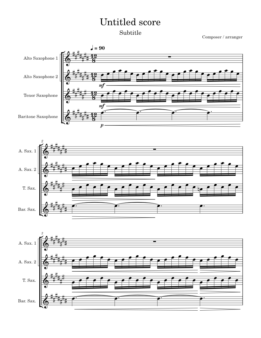 Sax quartet arrangment of Golden Hour Sheet Music for Saxophone alto ...