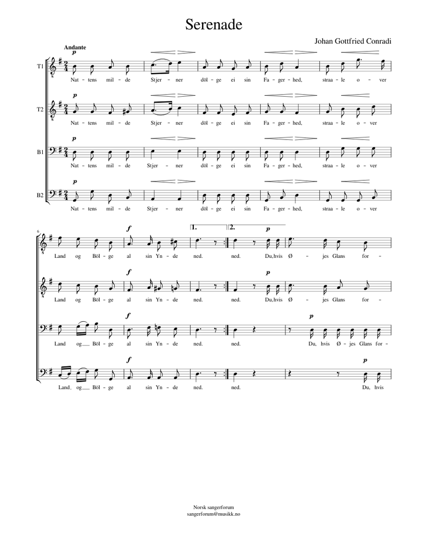 Serenade Sheet music for Tenor, Bass voice (Men’s Choir) | Musescore.com