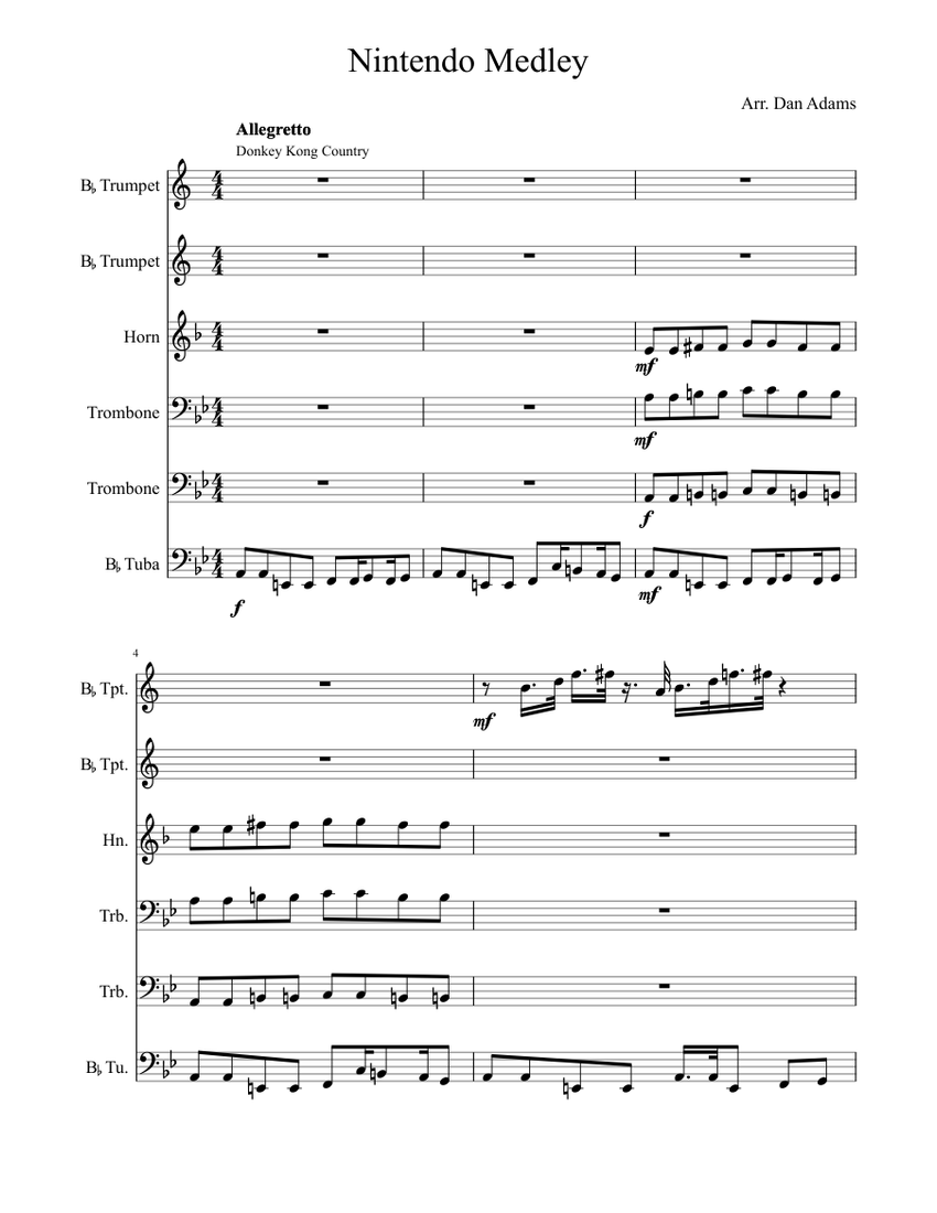 Nintendo Medley Sheet music for Trombone (Brass Duet) | Musescore.com