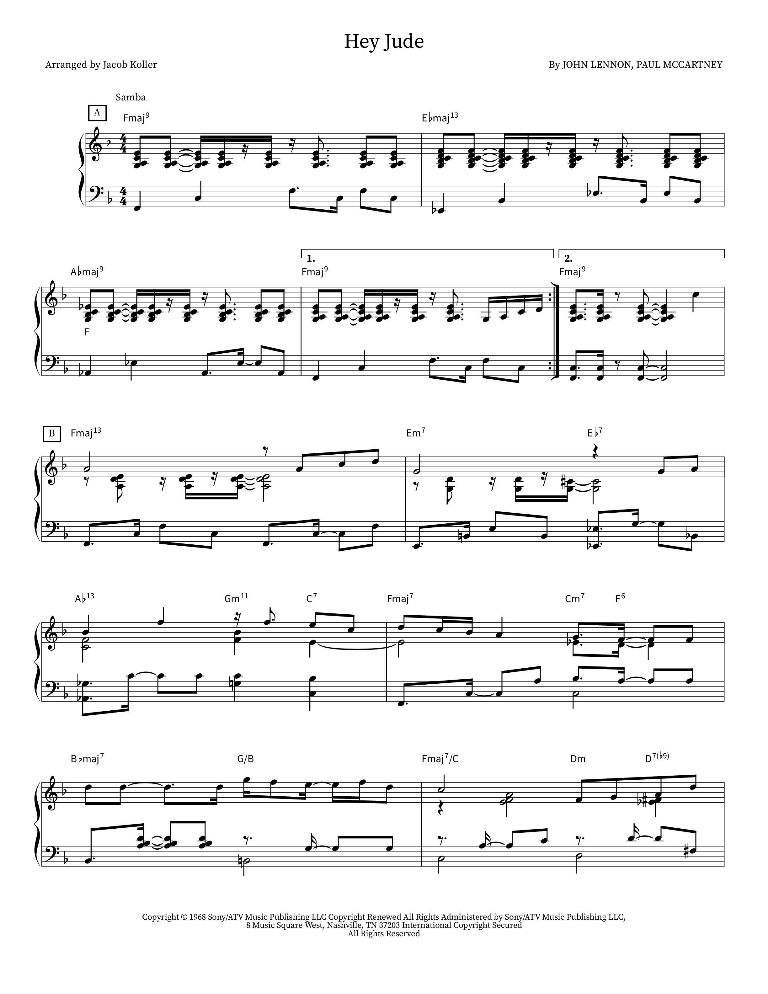 Play Official version of Hey jude Sheet Music by The Beatles for Piano ...