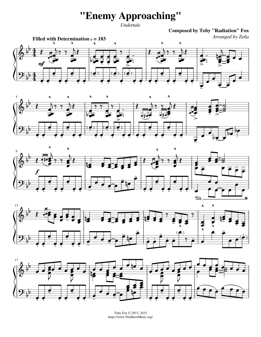Undertale - Enemy Approaching Sheet music for Piano (Solo) | Musescore.com