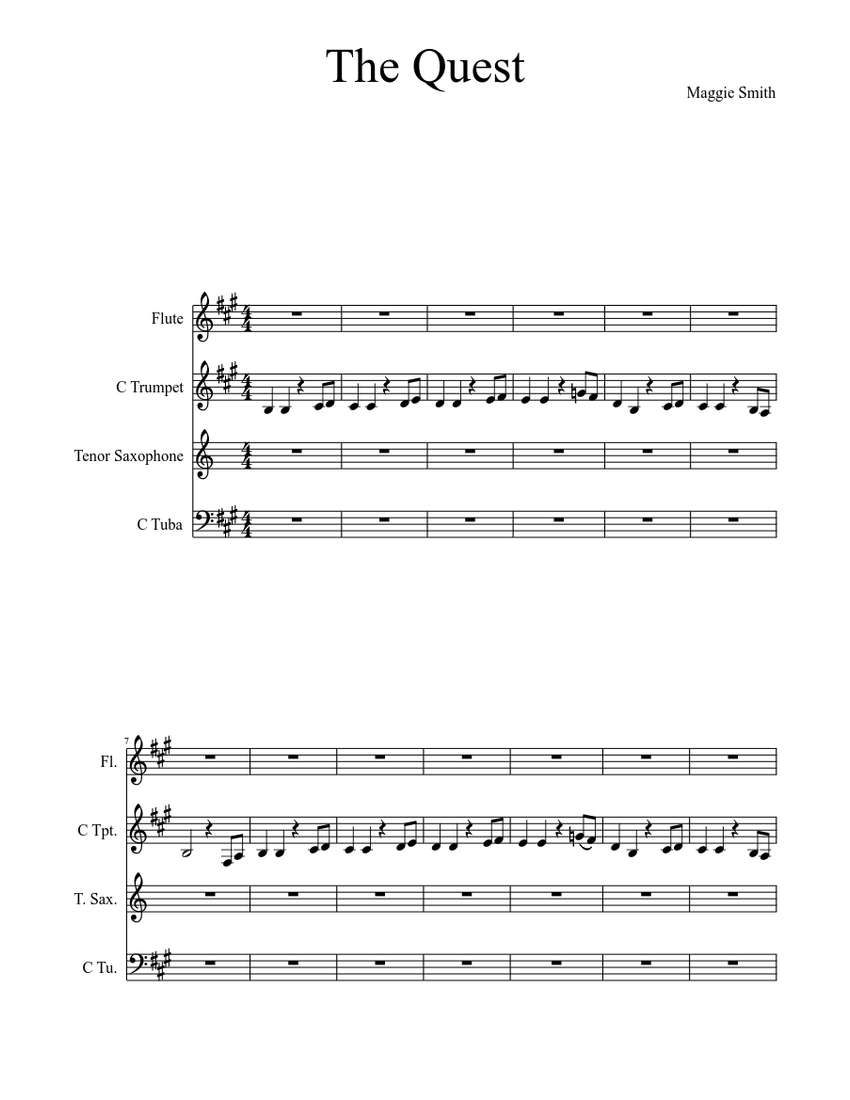 The Quest Sheet music for Tuba, Flute, Trumpet other (Mixed Trio ...