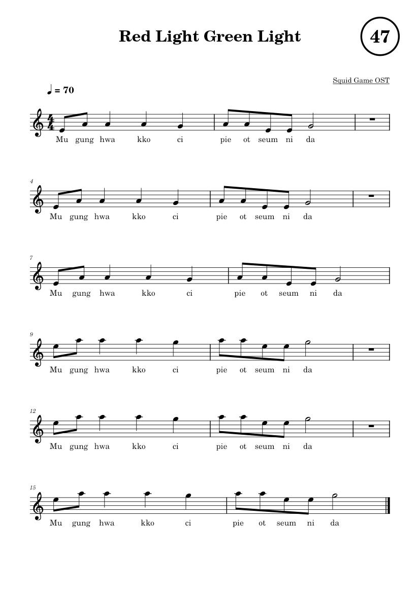 Red Light Green Light – Squid Game Sheet music for Piano (Solo) Easy | Musescore.com