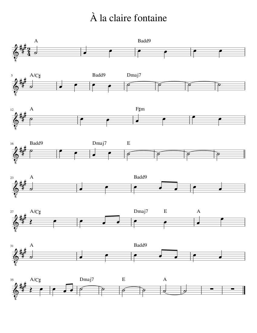 À la claire fontaine - piano tutorial