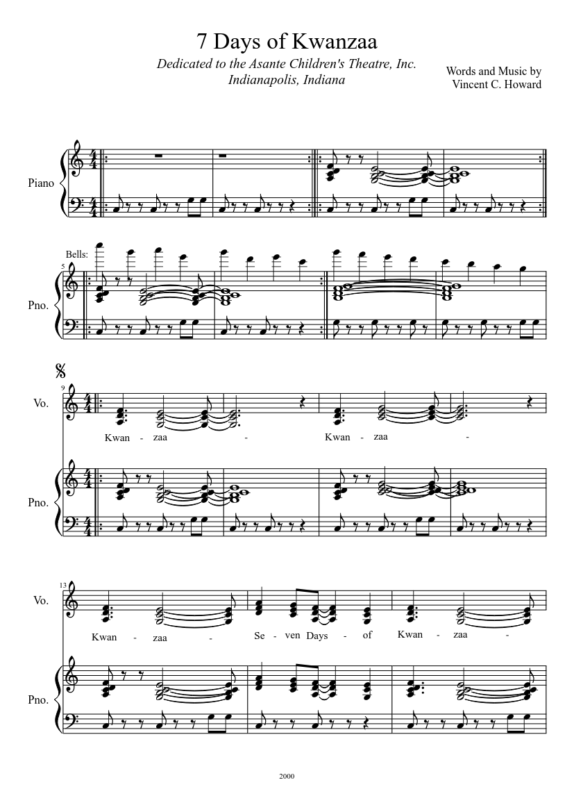 7 Days of Kwanzaa Sheet Music for Piano, Voice (other) (Piano-Voice ...