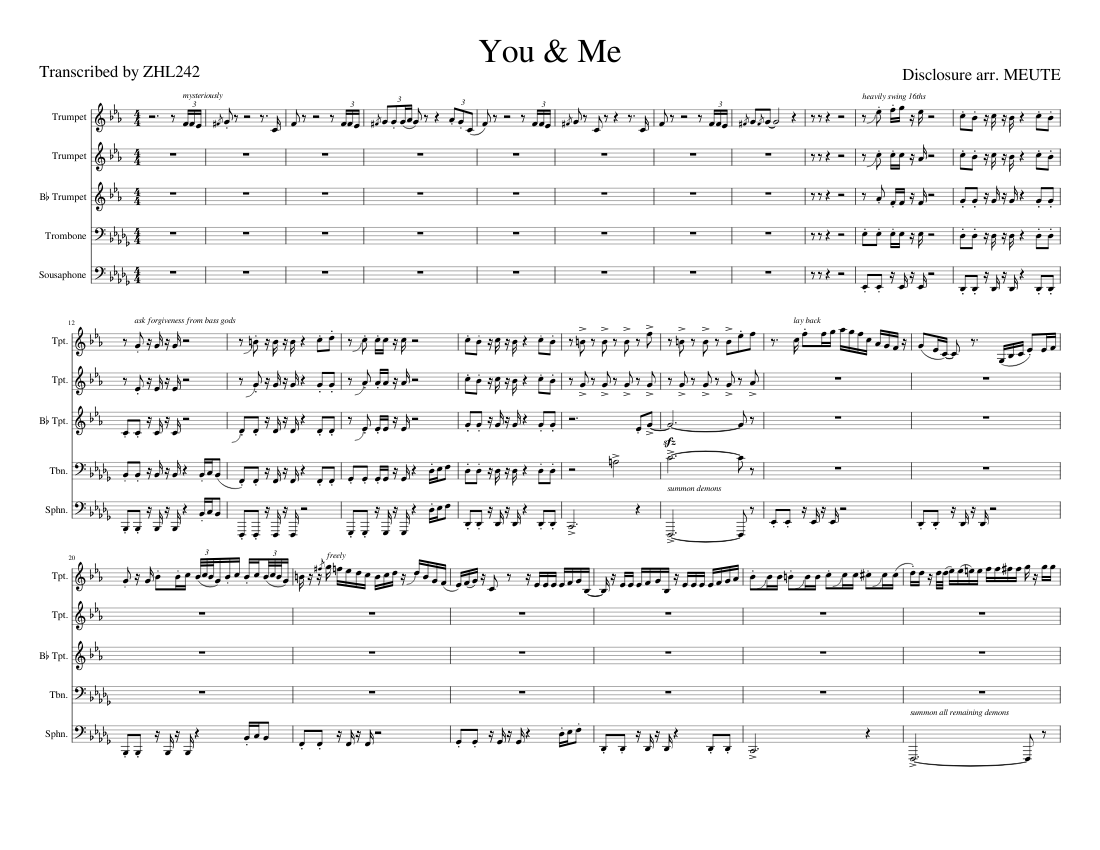 You & Me by MEUTE (Originally Transcibed by ZHL242) Sheet music for ...