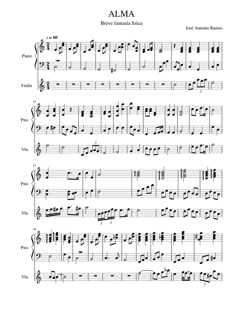 ALMA Sheet music for Piano, Violin (Solo) | Musescore.com