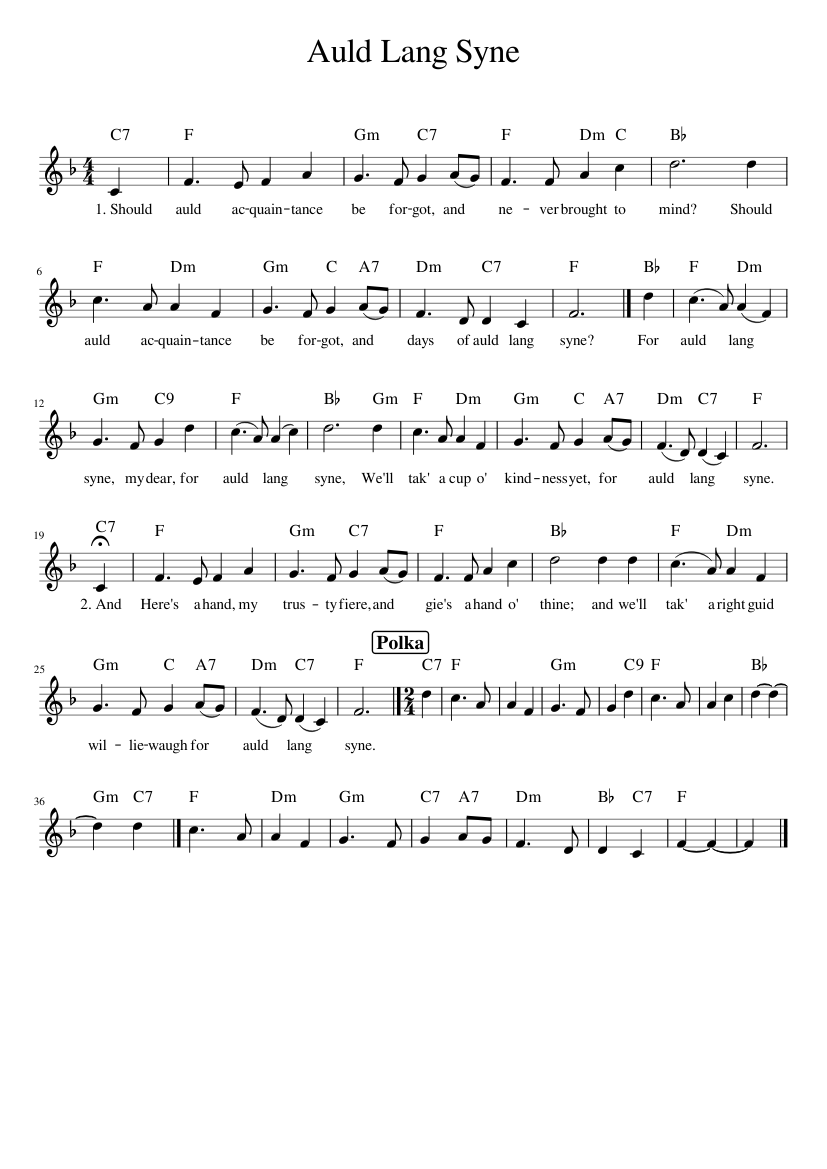 Auld Lang Syne Sheet music for Piano (Solo) Easy | Musescore.com