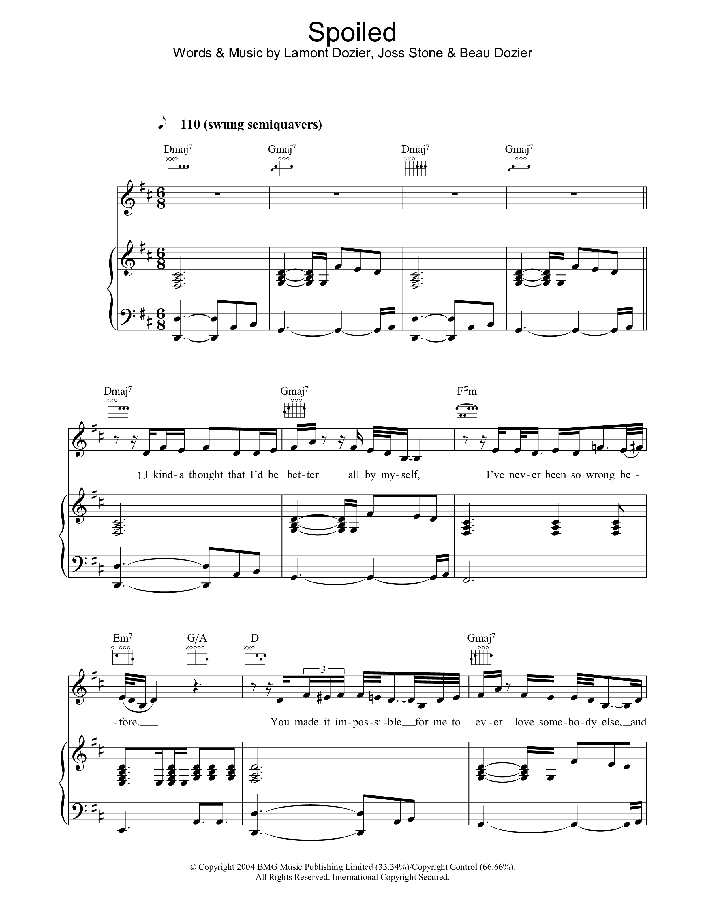 spoiled Sheet music by Joss Stone Official | MuseScore.com