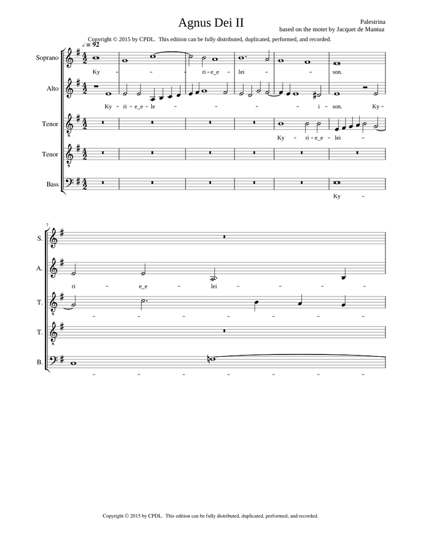 Missa Spem in alium - Giovanni Pierluigi da Palestrina Sheet music for Bass guitar (Solo ...