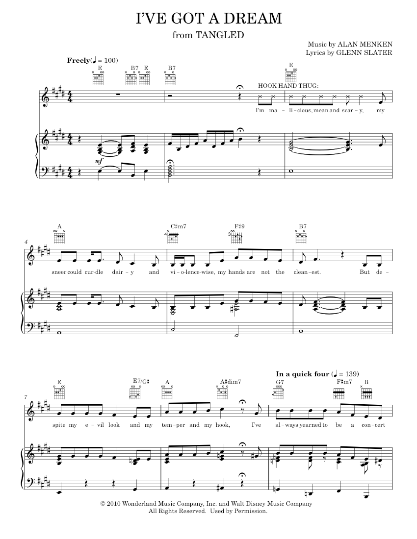 I ve Got A Dream Sheet Music For Piano Vocals By Alan Menken Official I ve Got A Dream Sheet Music For Piano Vocals By Alan Menken Official