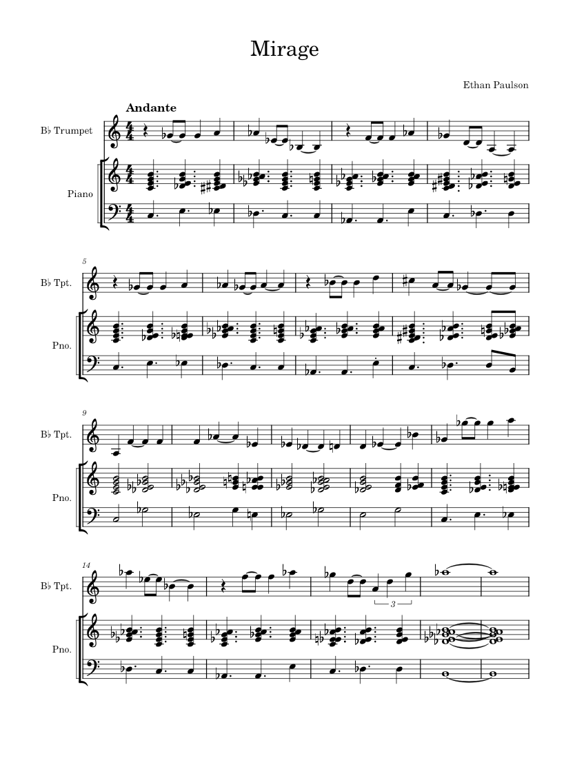 Mirage Sheet music for Piano, Trumpet in b-flat (Piano Duo) | Musescore.com
