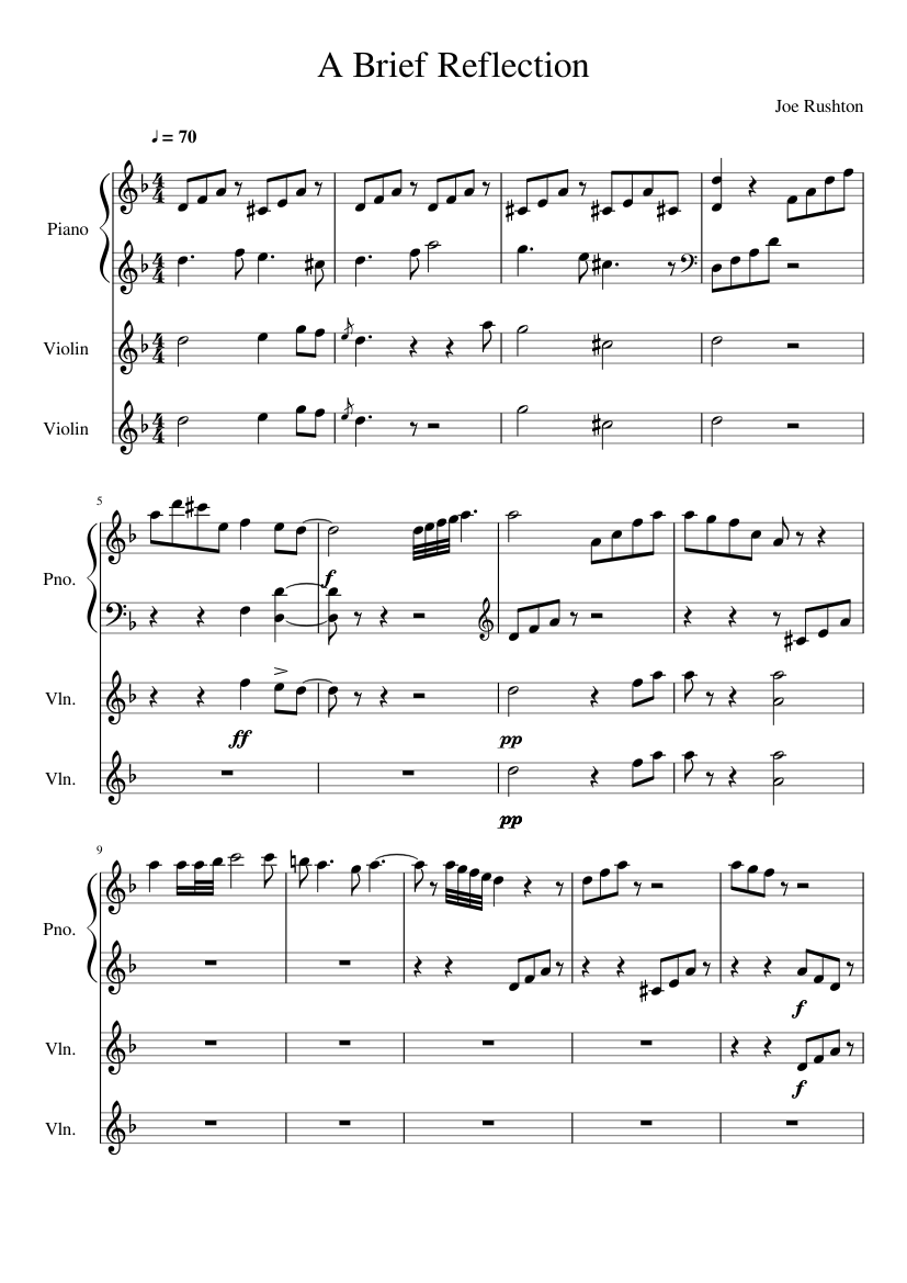 A Brief Reflection Sheet music for Piano, Violin (Mixed Trio ...