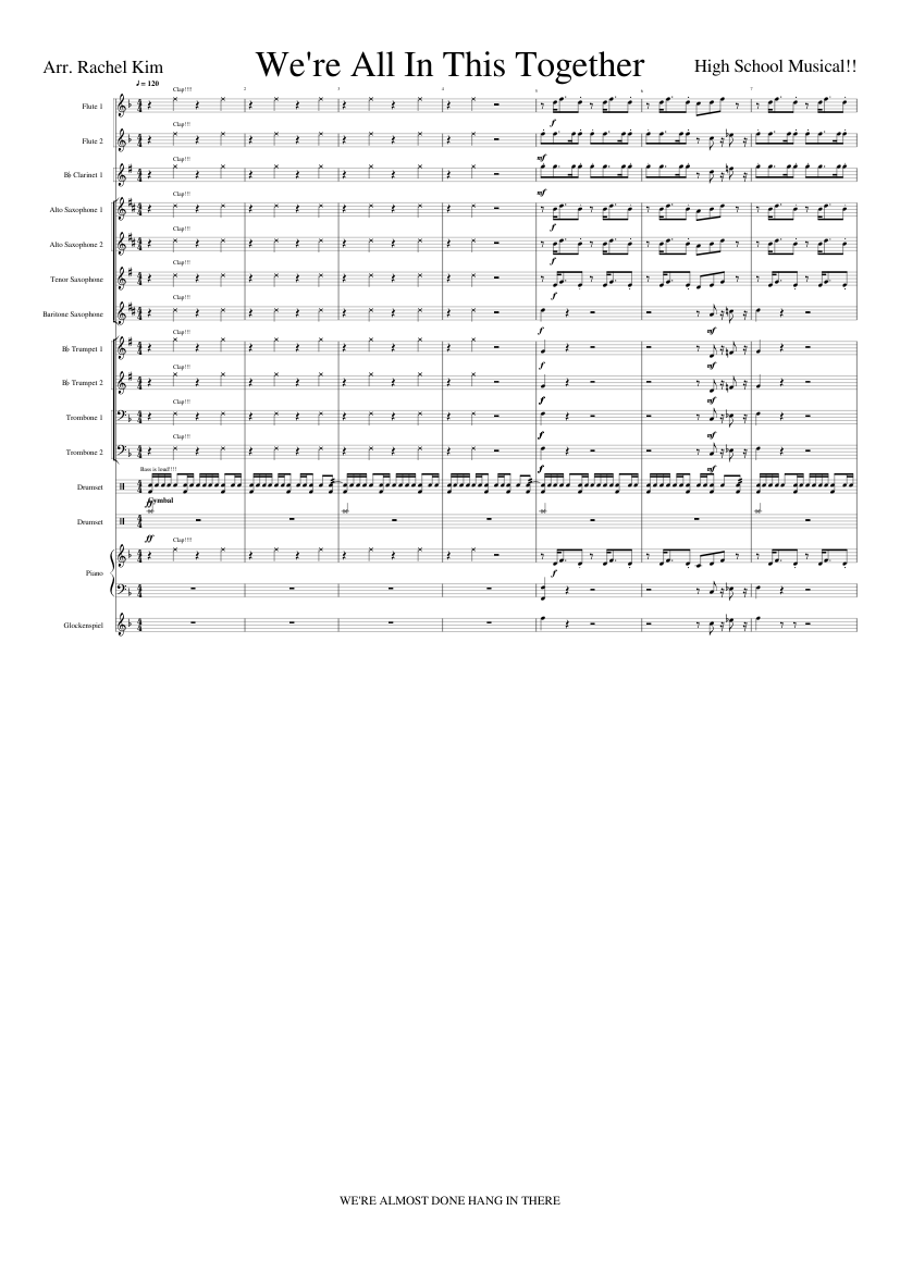 We're All in This Together Sheet music for Piano, Trombone, Flute ...