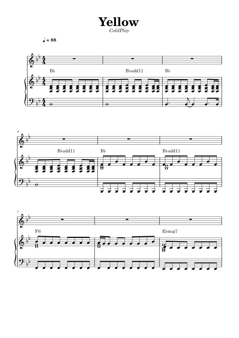 Yellow – Coldplay Sheet Music with Chords for Piano, Violin (Solo ...