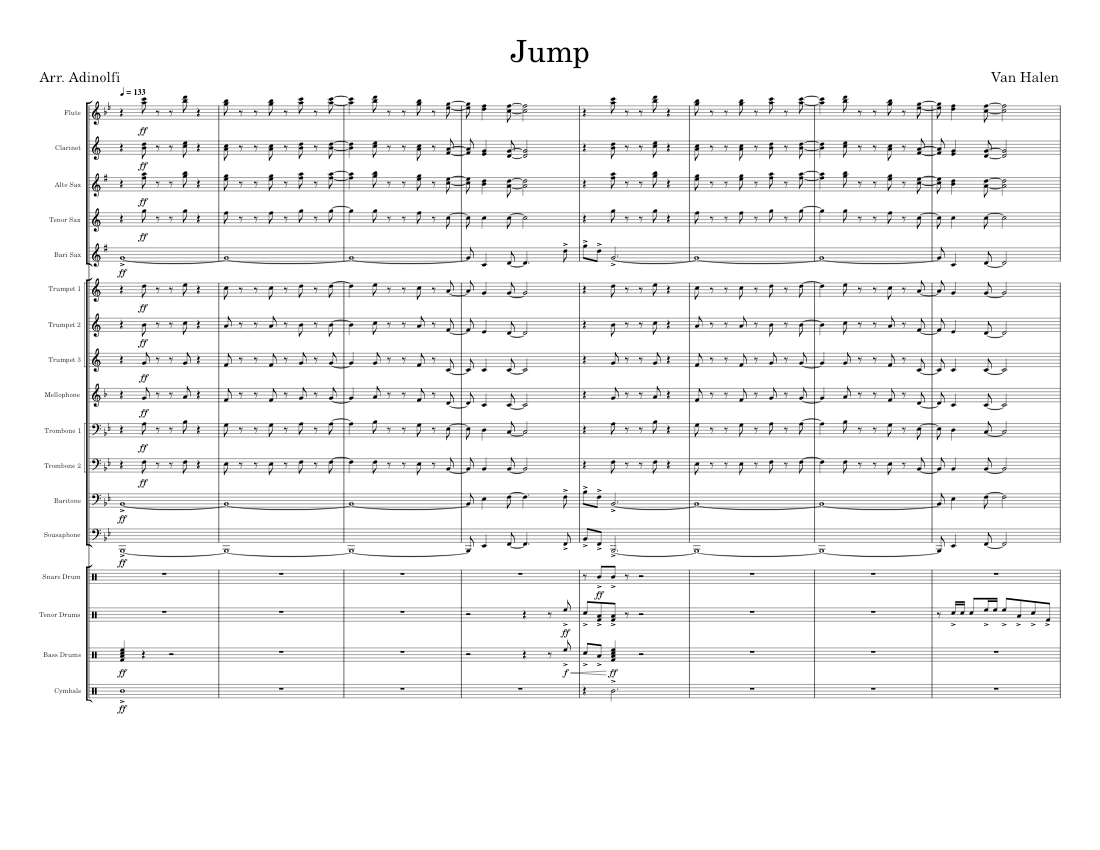 Jump – Van Halen for Marching Band Sheet Music for Trombone, Tuba ...