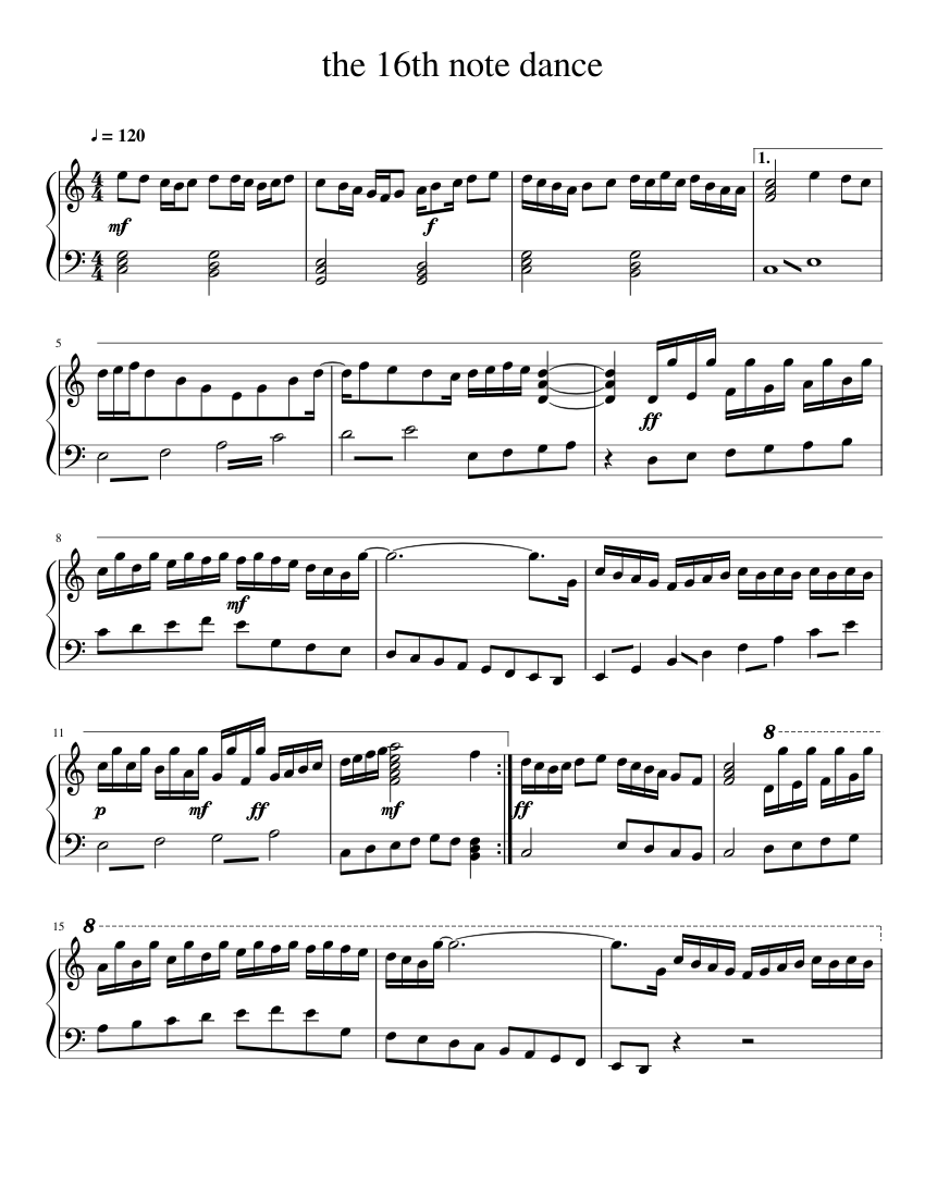 16th note dance Sheet music for Piano (Solo) | Musescore.com
