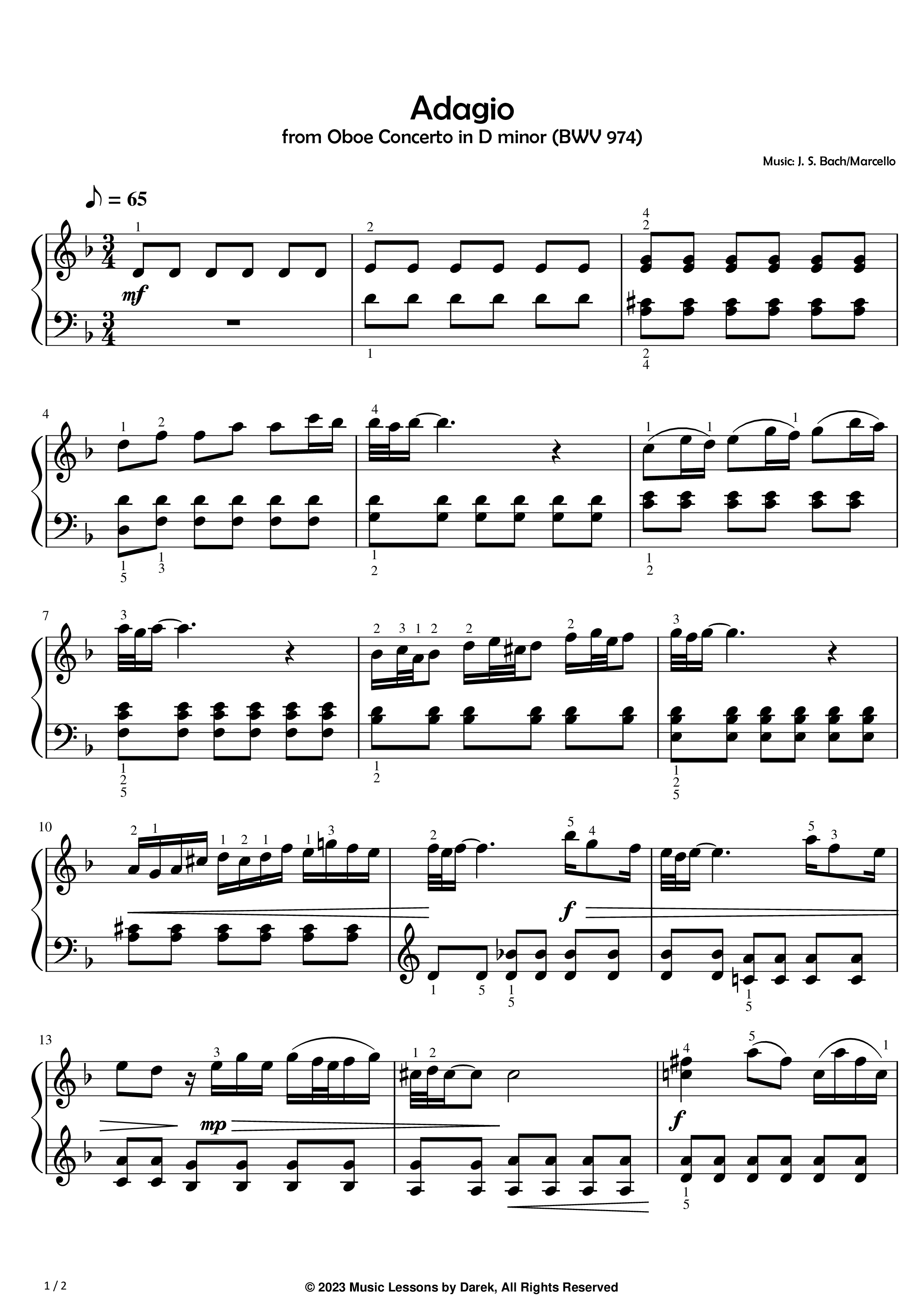 Play Official version of Adagio Sheet Music by Tomaso Albinoni for ...