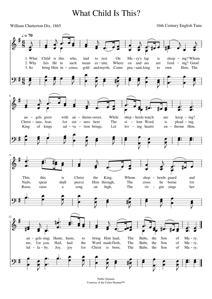 What child is this? - Greensleeves 16th Century English melody. Sheet ...