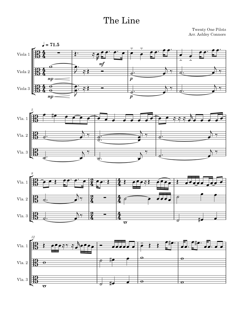 "The Line"- Twenty One Pilots Sheet Music for Viola (Mixed Trio ...