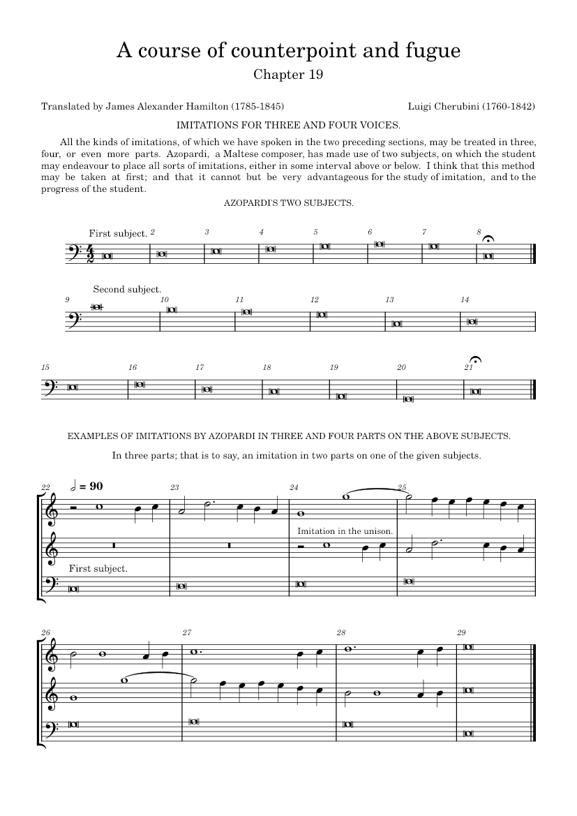 A course of counterpoint and fugue by Luigi Cherubini. Chapter 19 Sheet ...