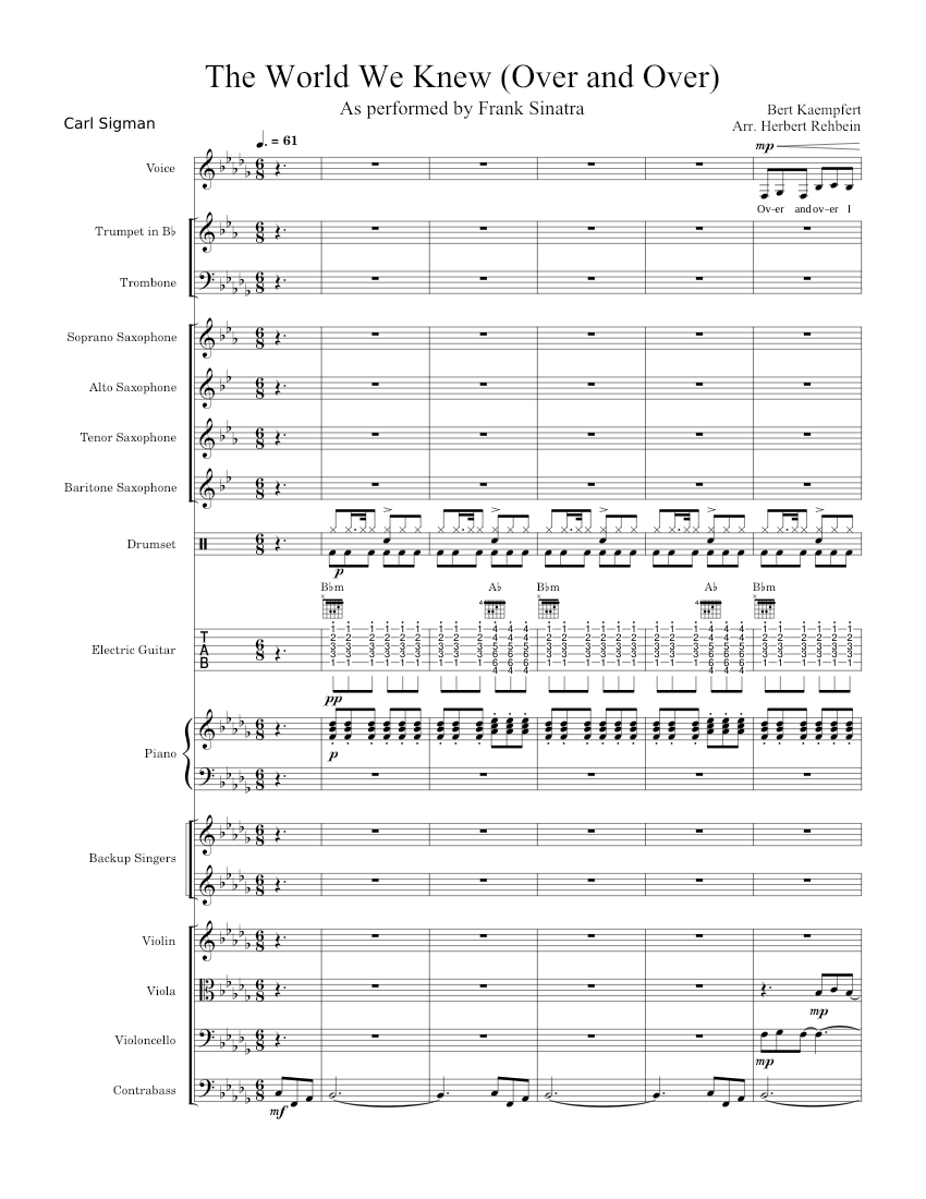 The World We Knew (Over and Over) – Frank Sinatra Sheet music for Piano ...