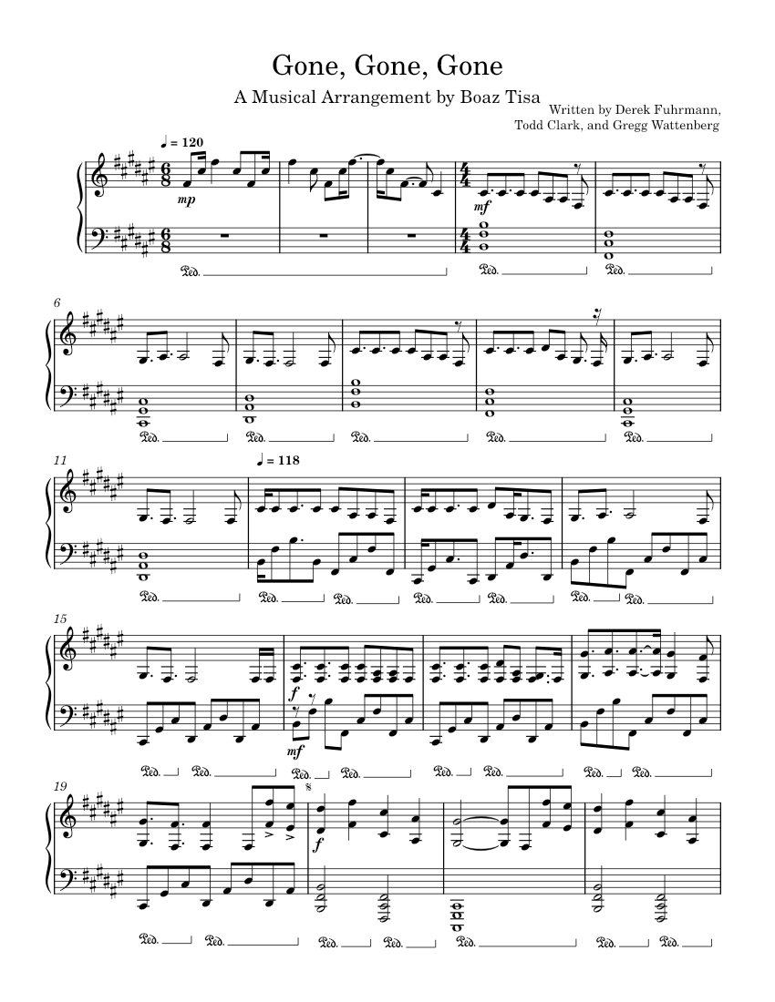 Gone, Gone, Gone – Phillip Phillips Sheet music for Piano (Solo ...