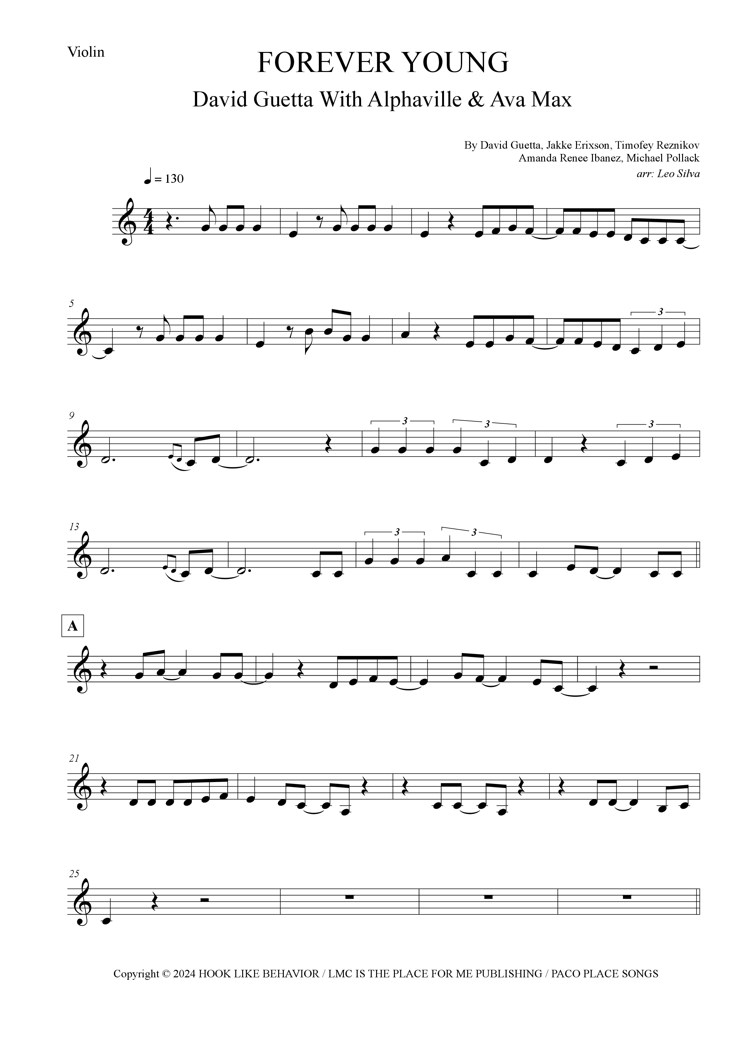 Play Official version of Forever young Sheet Music by Alphaville for Violin | MuseScore.com