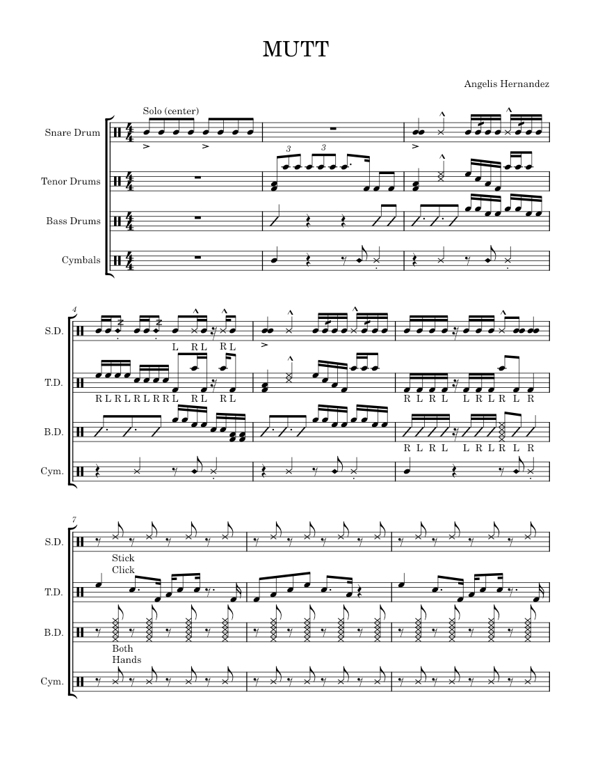 MUTT Sheet Music for Tuba, Synthesizer, Trumpet other (Marching Band ...