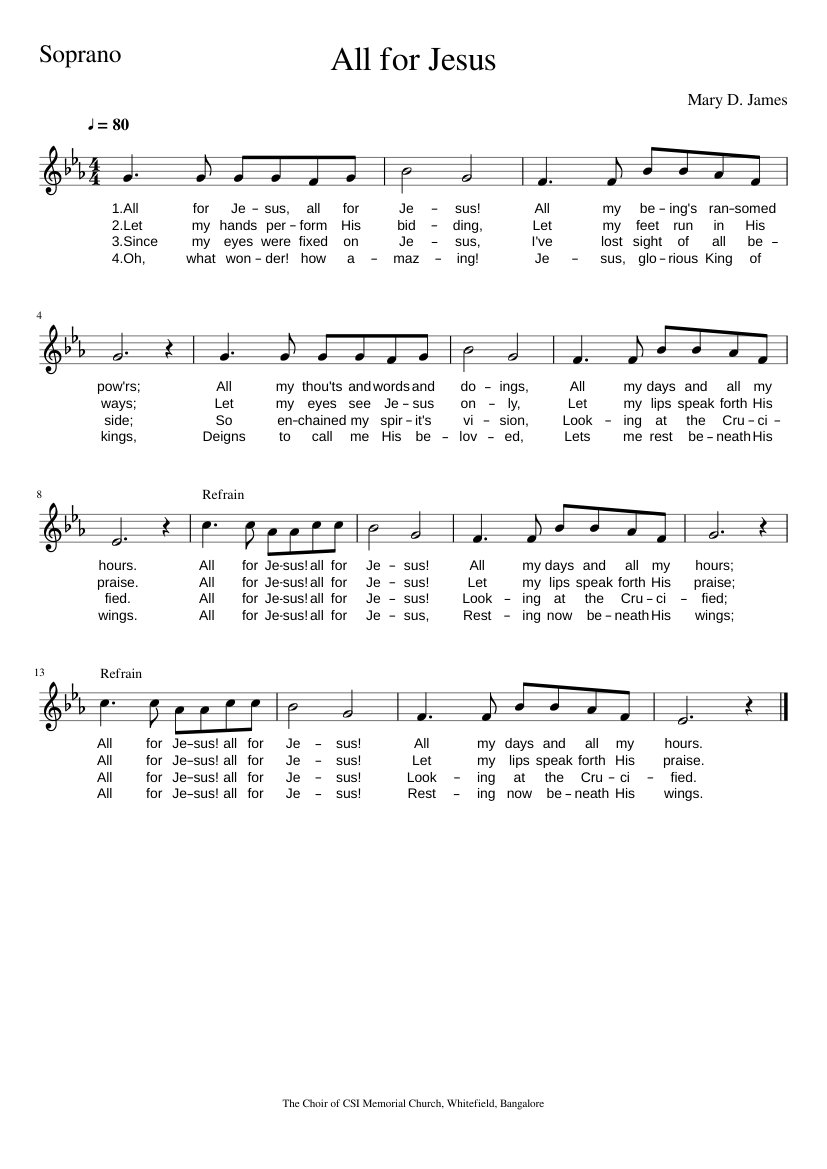 All for Jesus Soprano Sheet music for Soprano (Solo) | Musescore.com