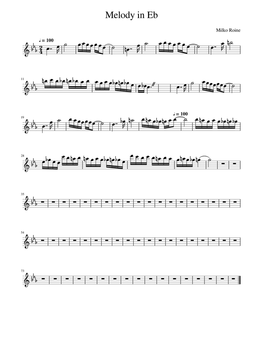 Melody in Eb Sheet music for Flute (Solo) | Musescore.com