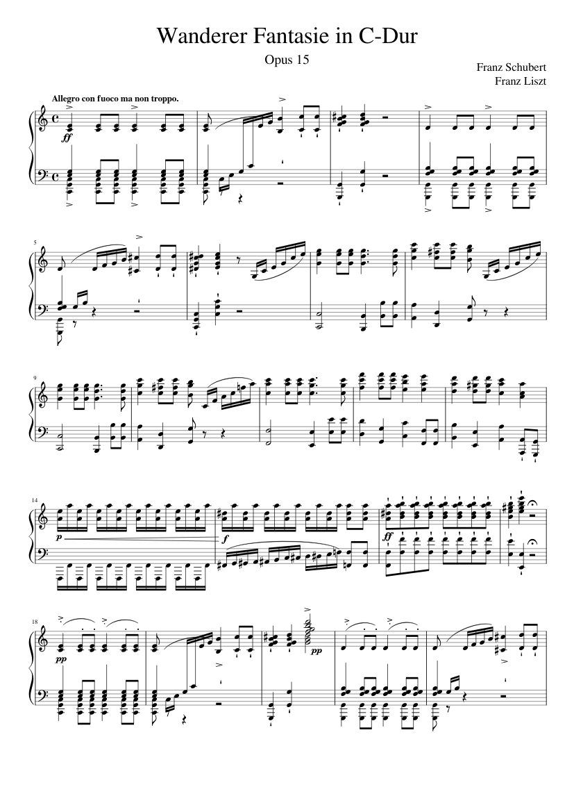 Fantasie in C major, D. 760 – Franz Schubert Sheet music for Piano (Solo) | Musescore.com