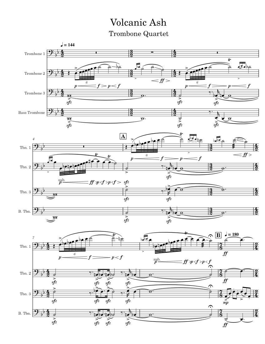 Volcanic Ash – Chris Evan Hass Sheet Music for Trombone, Trombone bass ...