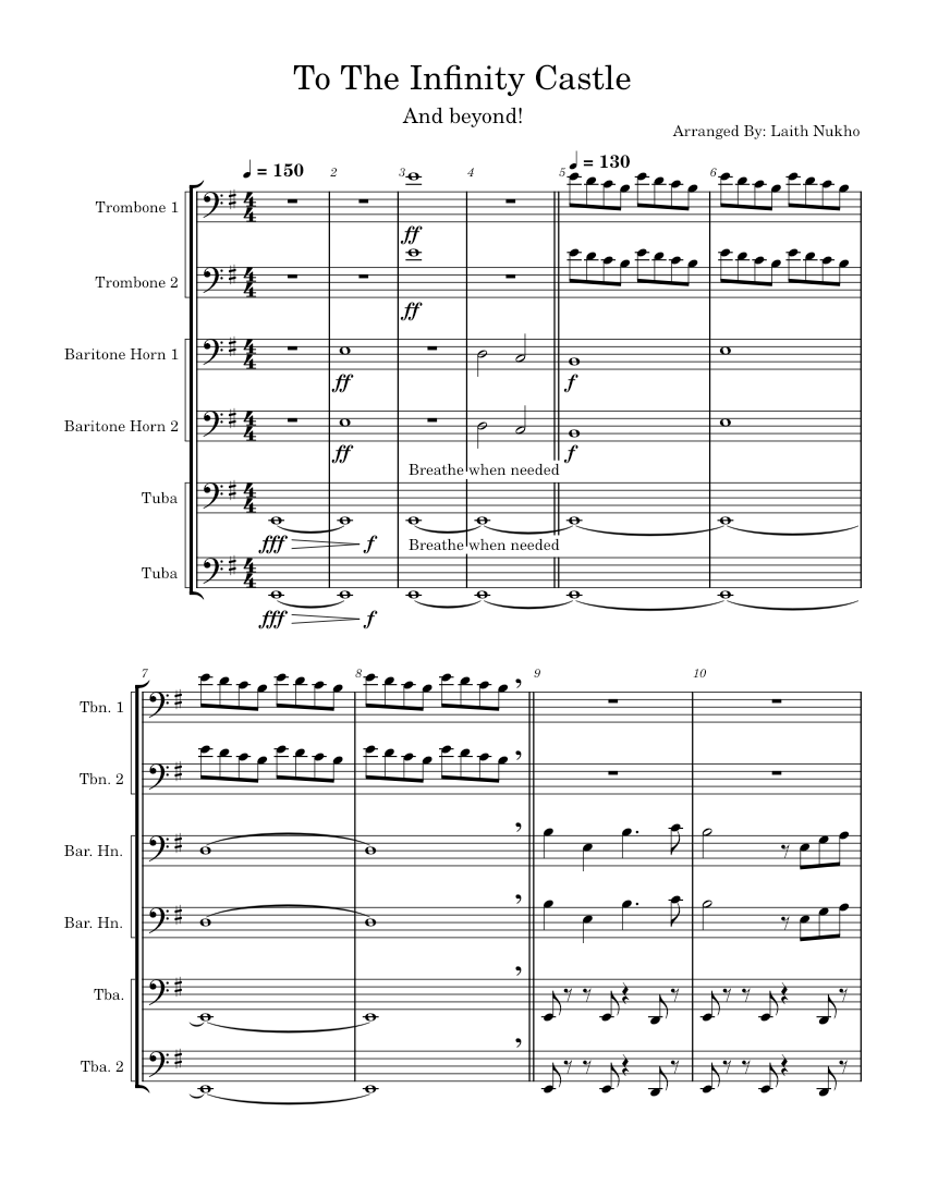 Entrance to the Infinity Castle – Demon Slayer Sheet Music for Trombone ...