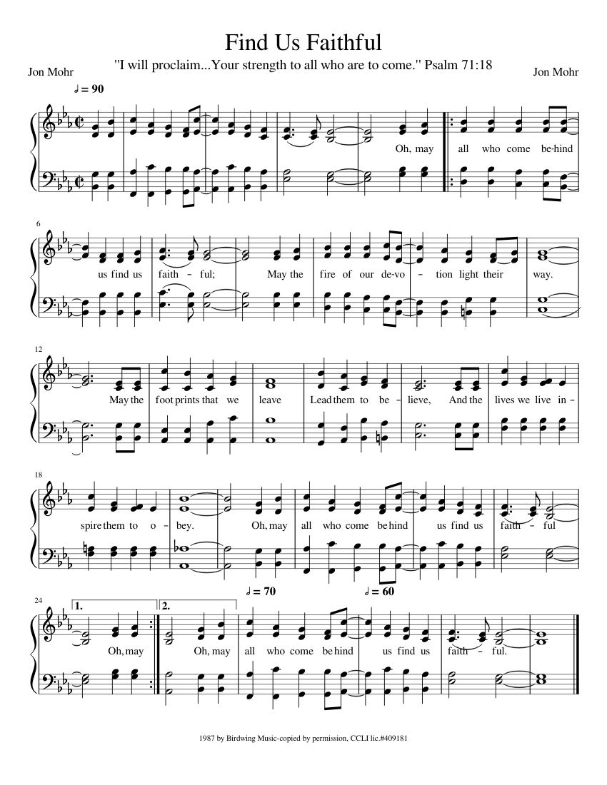 Find Us Faithful Sheet Music for Piano (SATB) easy | MuseScore.com