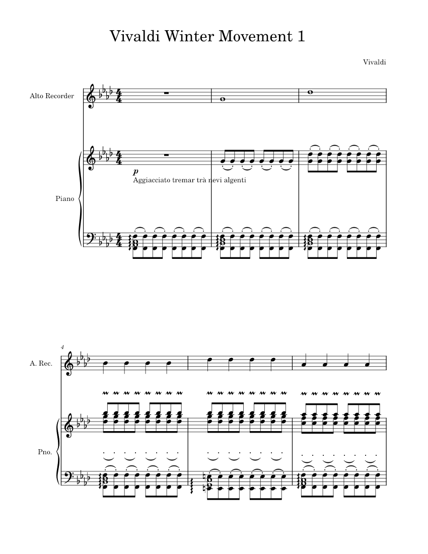 The Four Seasons - Winter – Antonio Vivaldi Vivaldi Winter Movement 1 ...