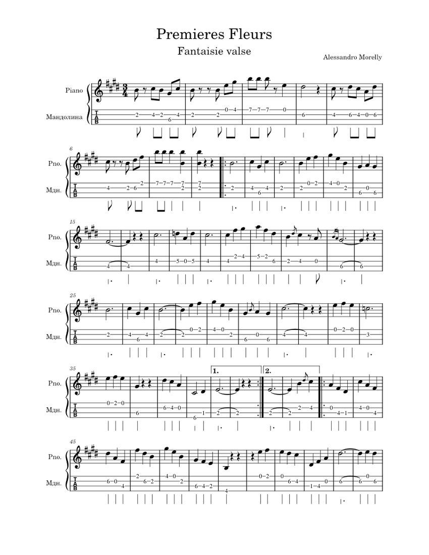 Premieres Fleurs-Alessandro Morelli Sheet music for Piano, Mandolin ...