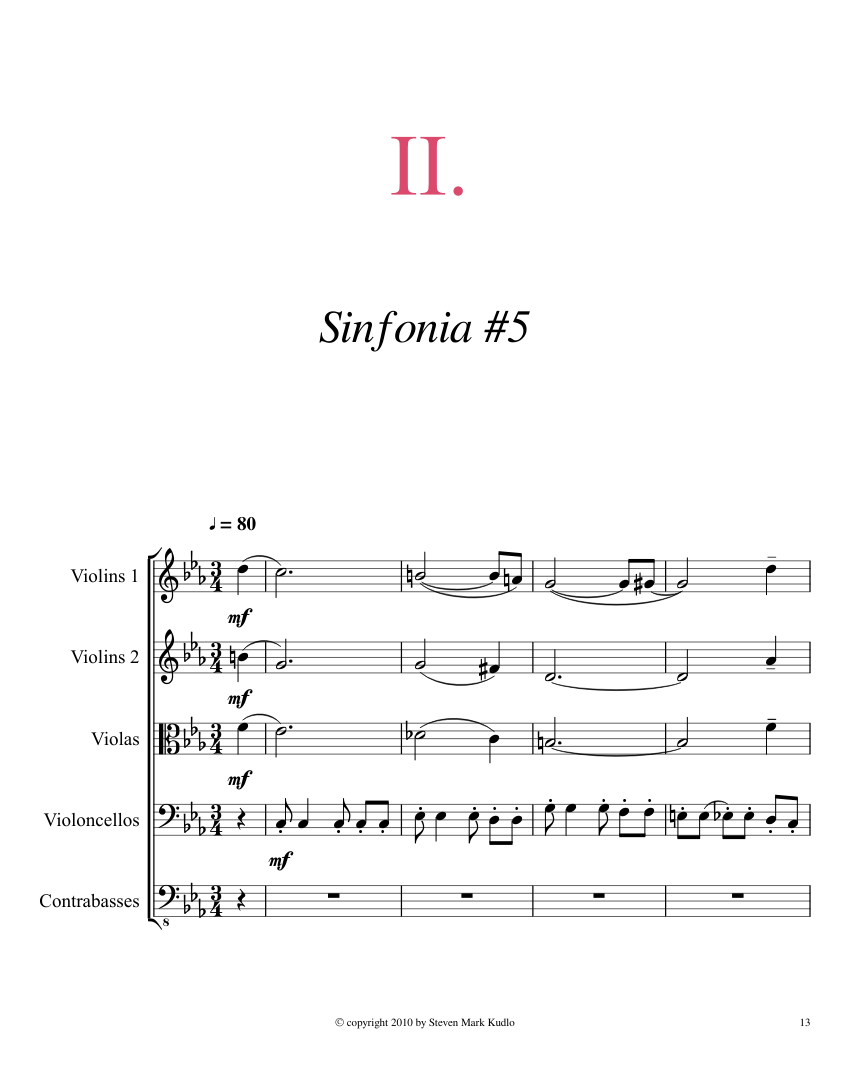 Sinfonia #5, second movement Sheet music for Strings group (Mixed Quintet) | Musescore.com
