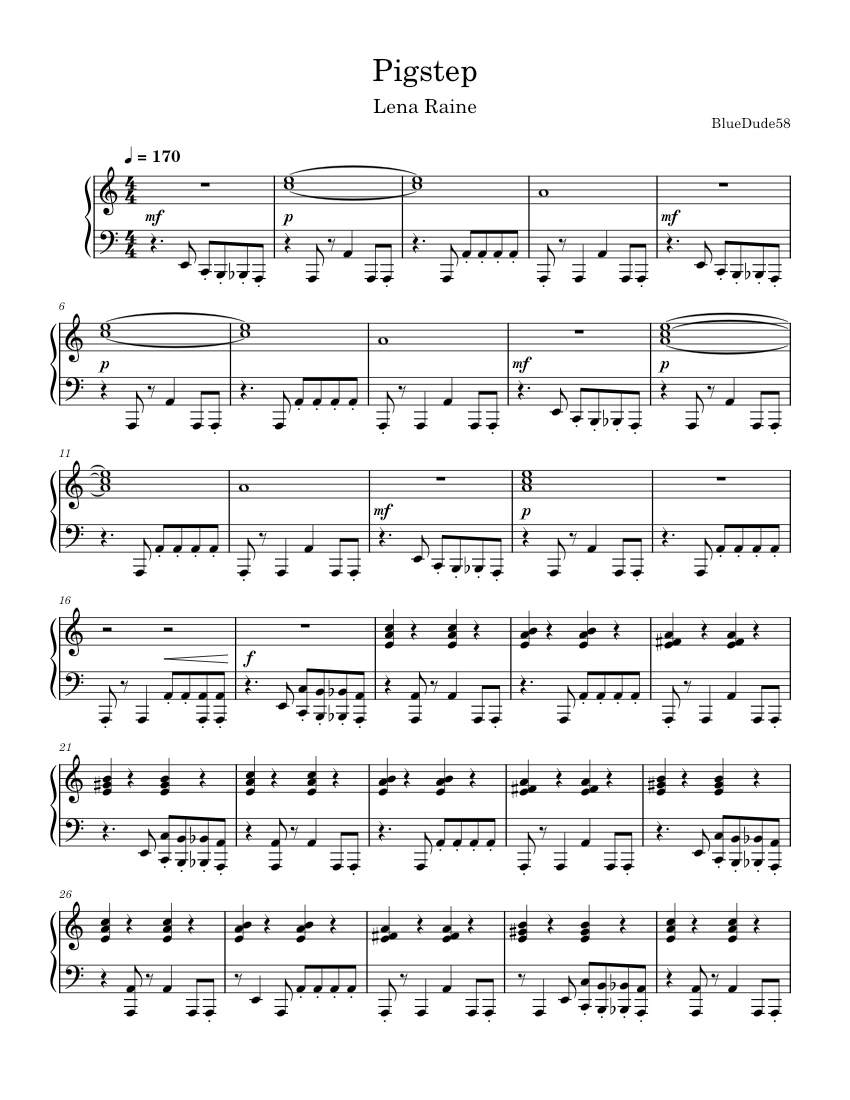 Pigstep - Lena Raine Sheet Music for Piano (Solo) | MuseScore.com