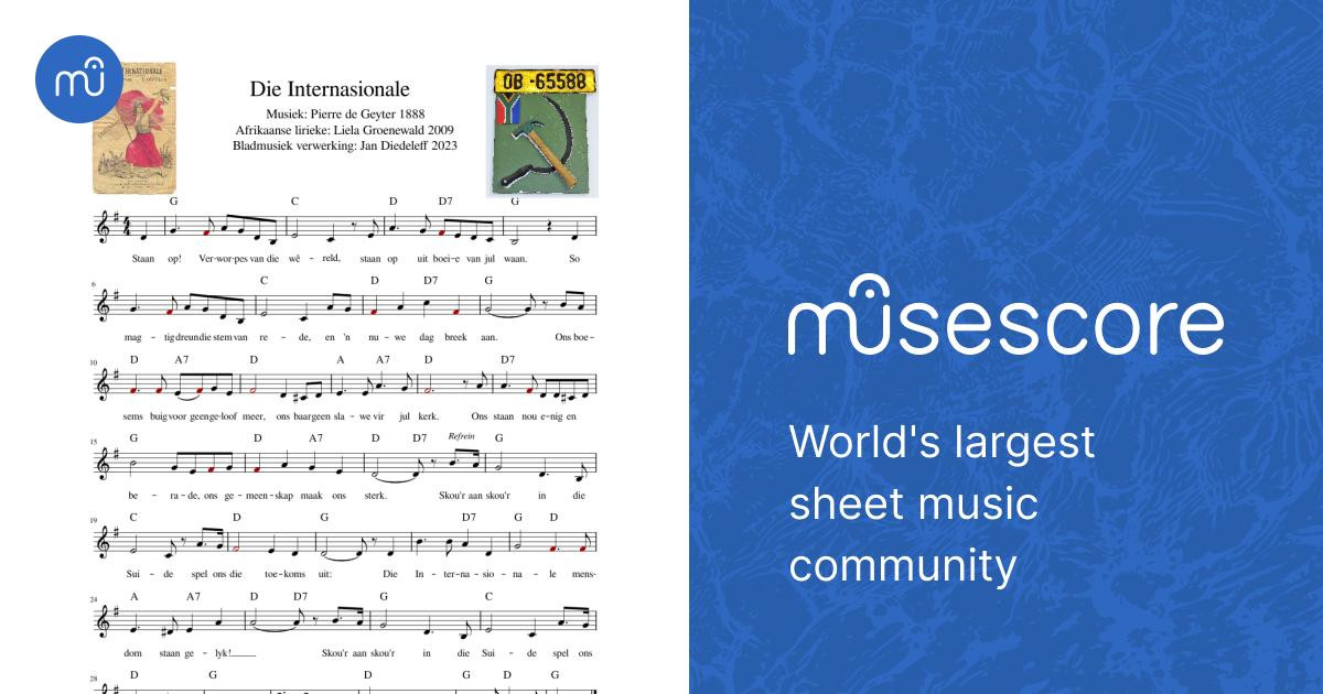 The Internationale - met Afrikaanse lirieke deur Liela Groenewald Sheet ...