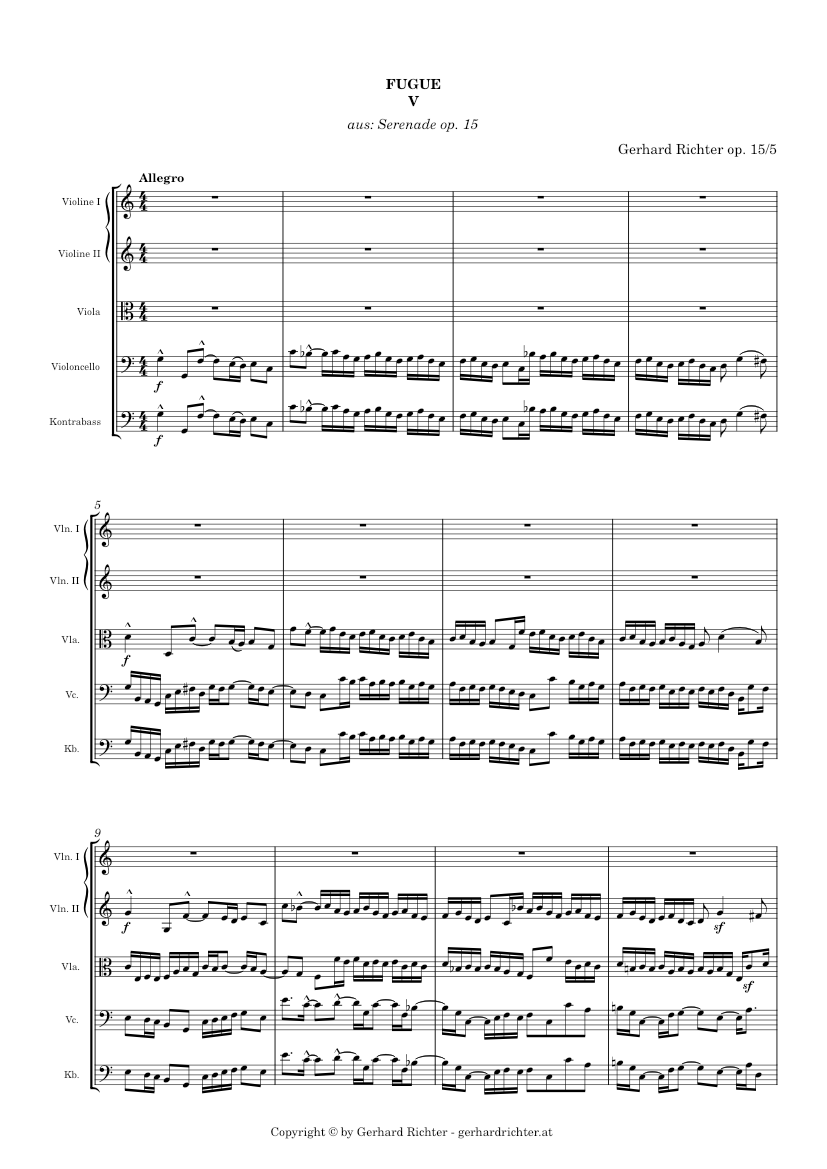 Serenade for String Orchestra op. 15/5 Fugue Sheet music for Piano, Viola (String Ensemble ...
