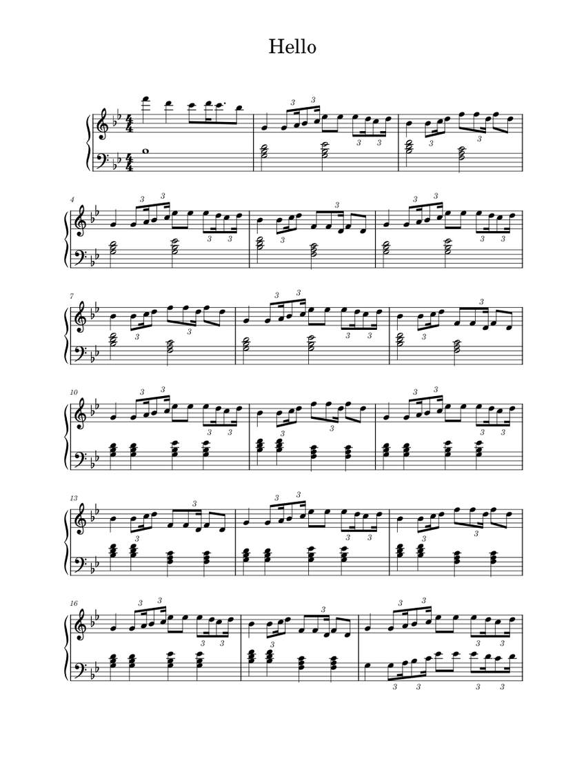 Hello – OMFG Sheet music for Piano (Solo) Easy | Musescore.com