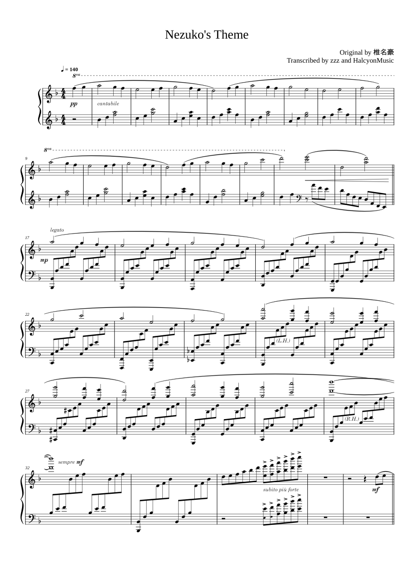 Nezuko's Theme – Demon Slayer Sheet Music for Piano (Solo) | MuseScore.com