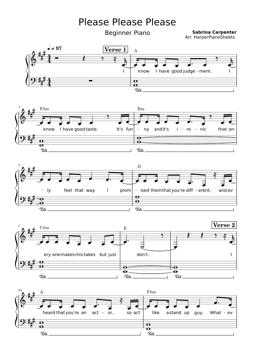 Please Please Please – Sabrina Carpenter Sheet music for Piano (Solo ...