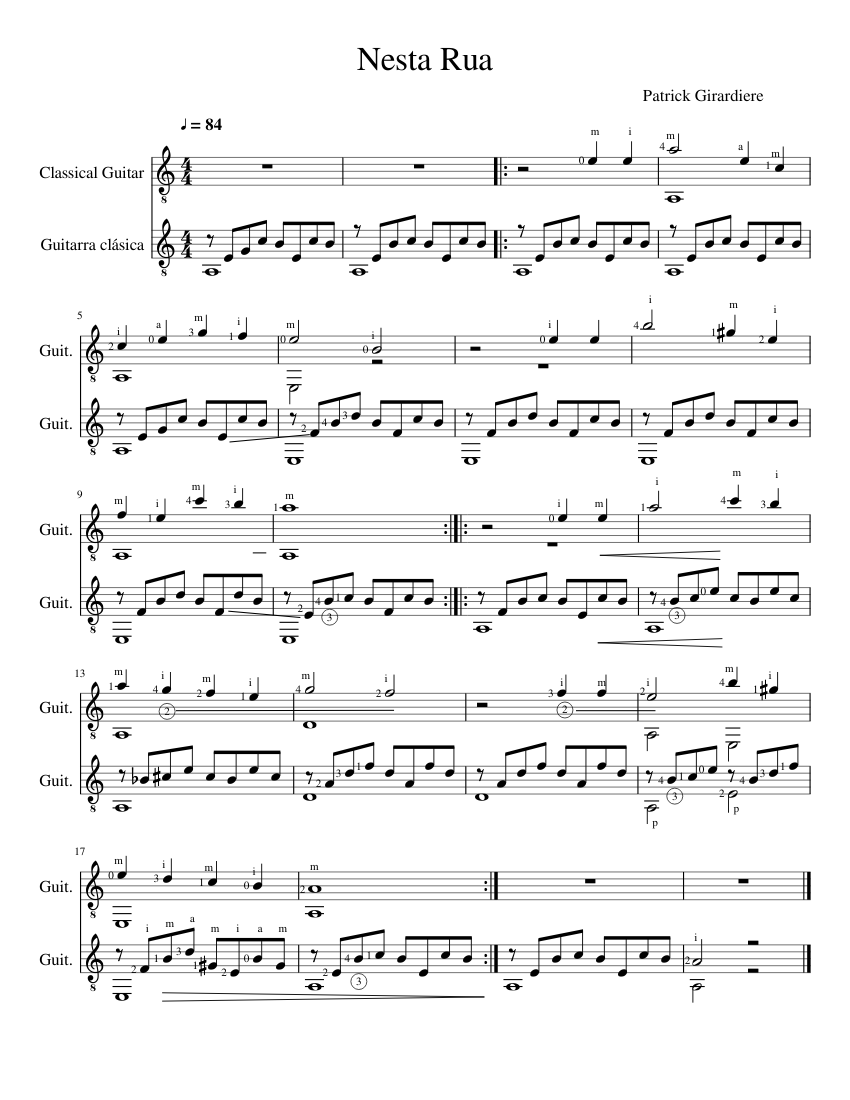 Nesta Rua Sheet music for Guitar (Mixed Duet) | Musescore.com