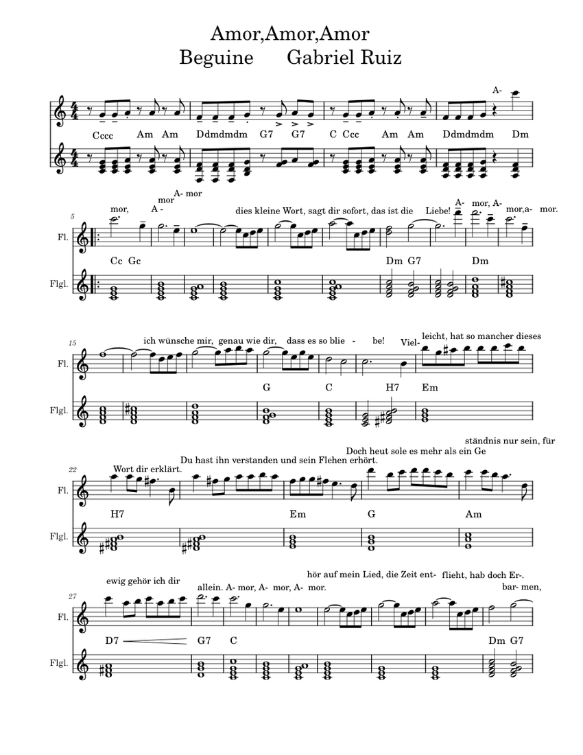Amor Amor Amor – Gabriel Ruiz Amor Amor Amor C-Dur Sheet music for ...