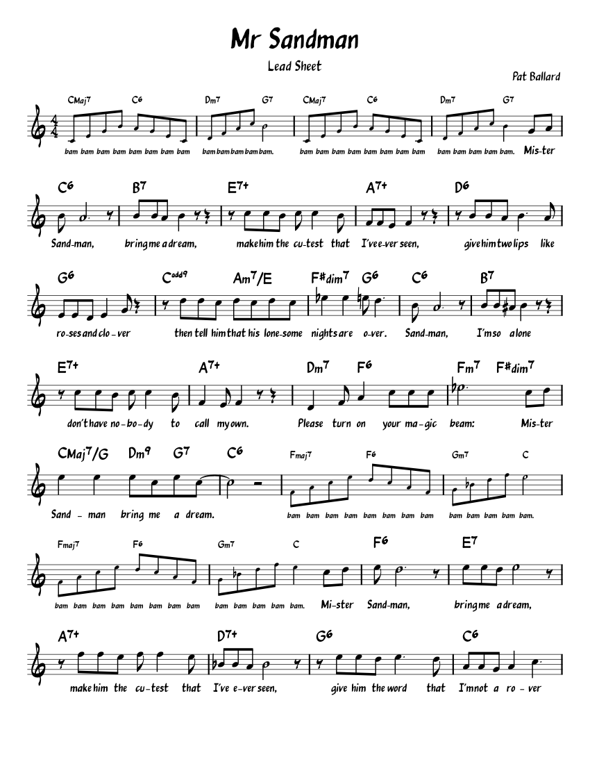 Mr. Sandman – The Chordettes Sheet music for Piano (Solo) | Musescore.com