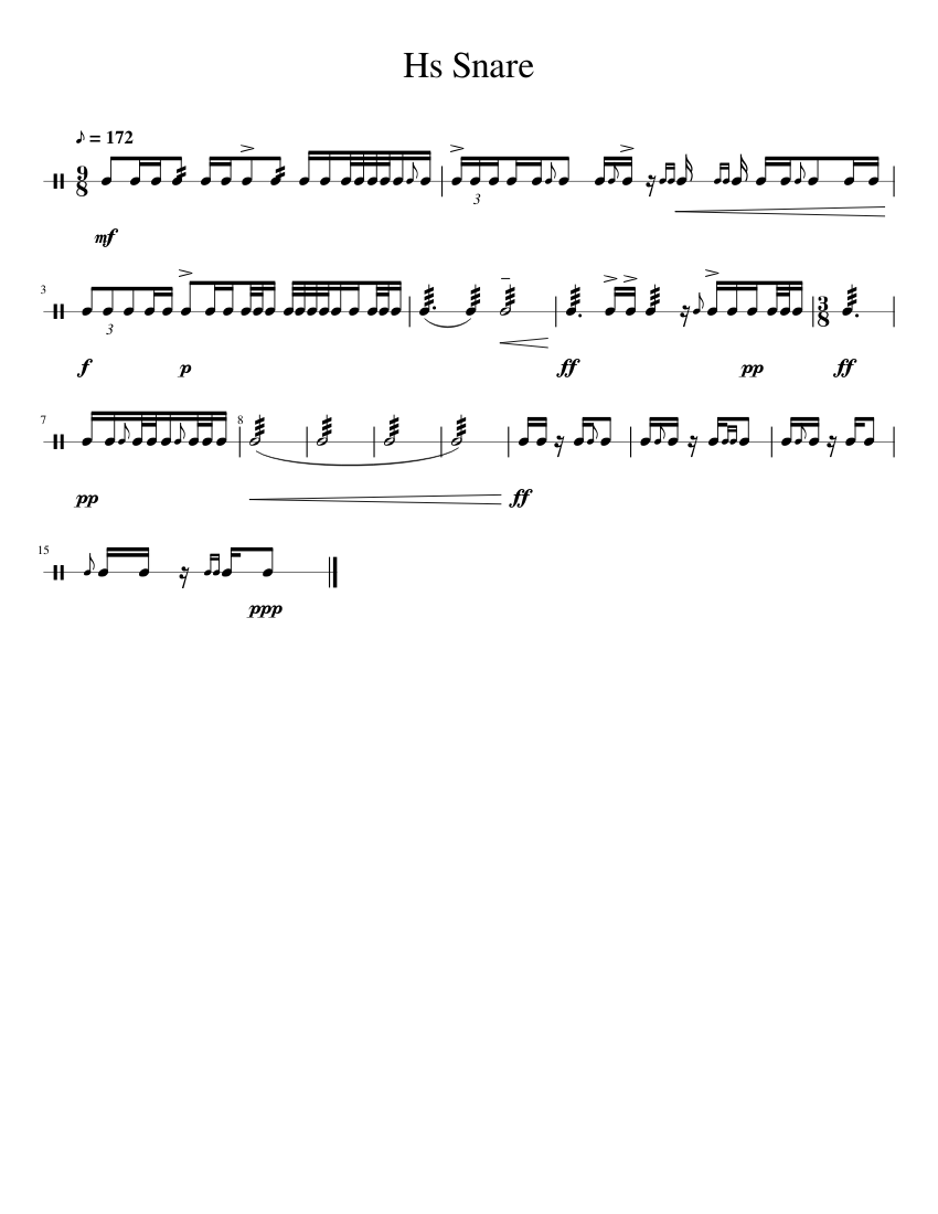 Hs Snare Sheet music for Snare drum (Solo) | Musescore.com